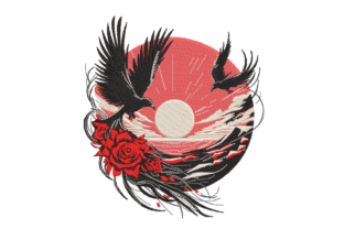 Mystic Crows & Red Roses · Creative Fabrica