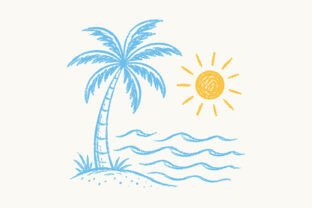 Palm Tree Beach Scene SVG Summer Ocean. Graphic by Eventiva.Design ...