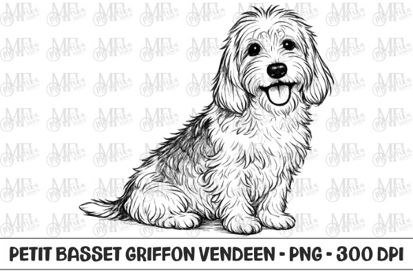 Petit Basset Griffon Vendeen Dog Sketch Graphic by MoxiFikaDesignCo ...