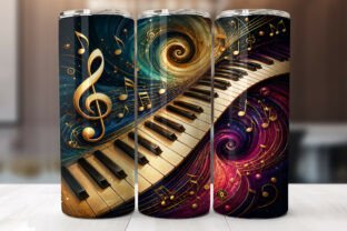 Piano Music Notes 20oz Tumbler Wrap PNG Graphic by RahatKDP · Creative ...
