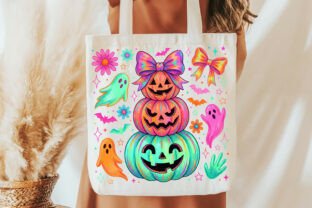 Preppy Neon Halloween Pumpkin Ghost PNG Graphic by Strawberry Art ...