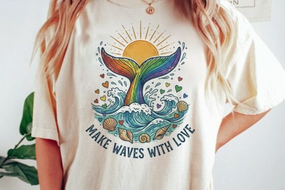 Rainbow Whale Tail Make Waves with Love Graphic by gregoraciiart ...