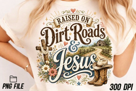 Raised on Dirt Roads Jesus PNG Graphic by PrintExpert · Creative Fabrica