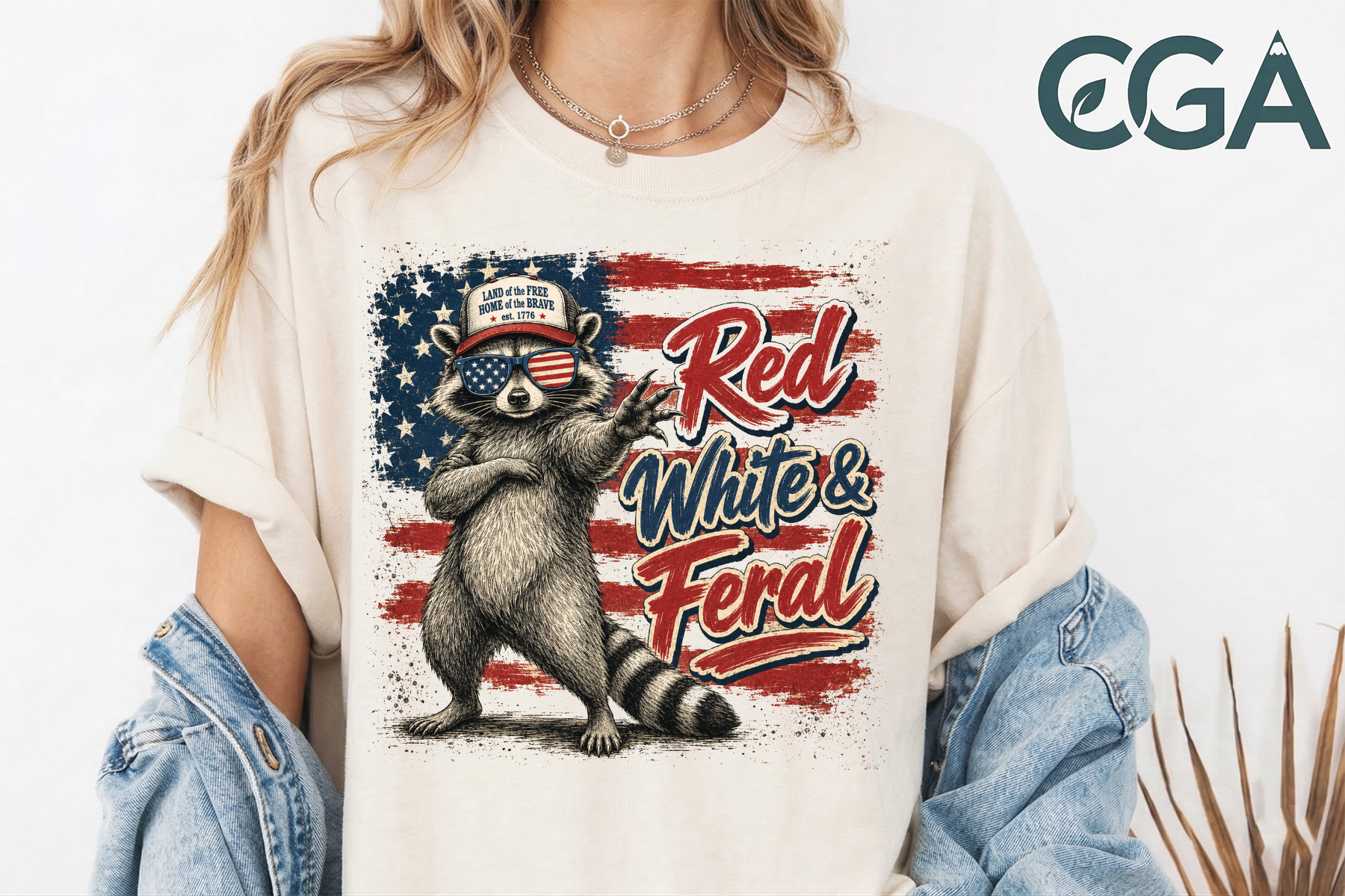 Red White and Feral Funny Raccoon PNG Graphic by cookgraphicart ...