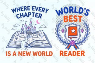 Retro Book Lover Bundle PNG Graphic by Big Daddy · Creative Fabrica