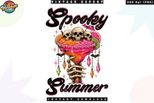 Retro Spooky Summer Cocktail Skull PNG Graphic by Vintage Expert ...