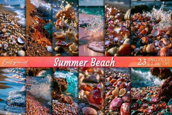 Summer Beach Wall Art & Wallpaper Bundle Graphic by Summer Digital ...