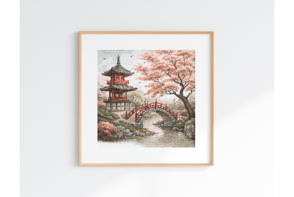Traditional Japan Garden Cross Stitch Graphic by Mockup Wizard ...