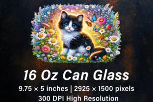Tuxedo Cat Flower 16oz Tumbler Wrap PNG Graphic by shimuakter0786 ...