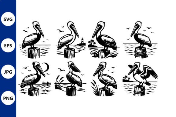 Vector Art Pelican on a Post Set of Graphic by Cute Things · Creative ...