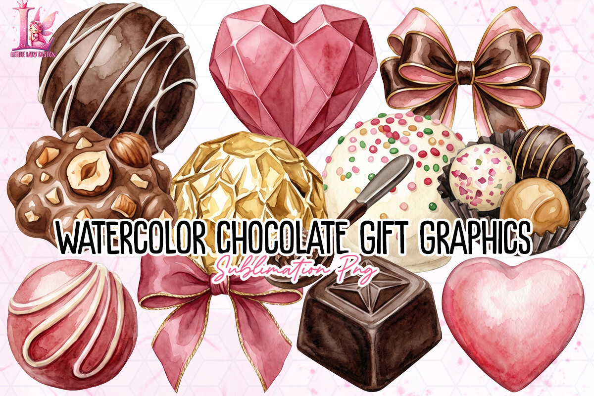 Watercolor Chocolate Gift Graphics PNG Graphic by Little Lady Design ...