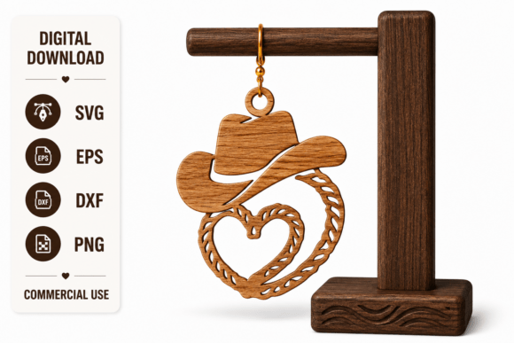 Western Earrings SVG Laser Cut File · Creative Fabrica