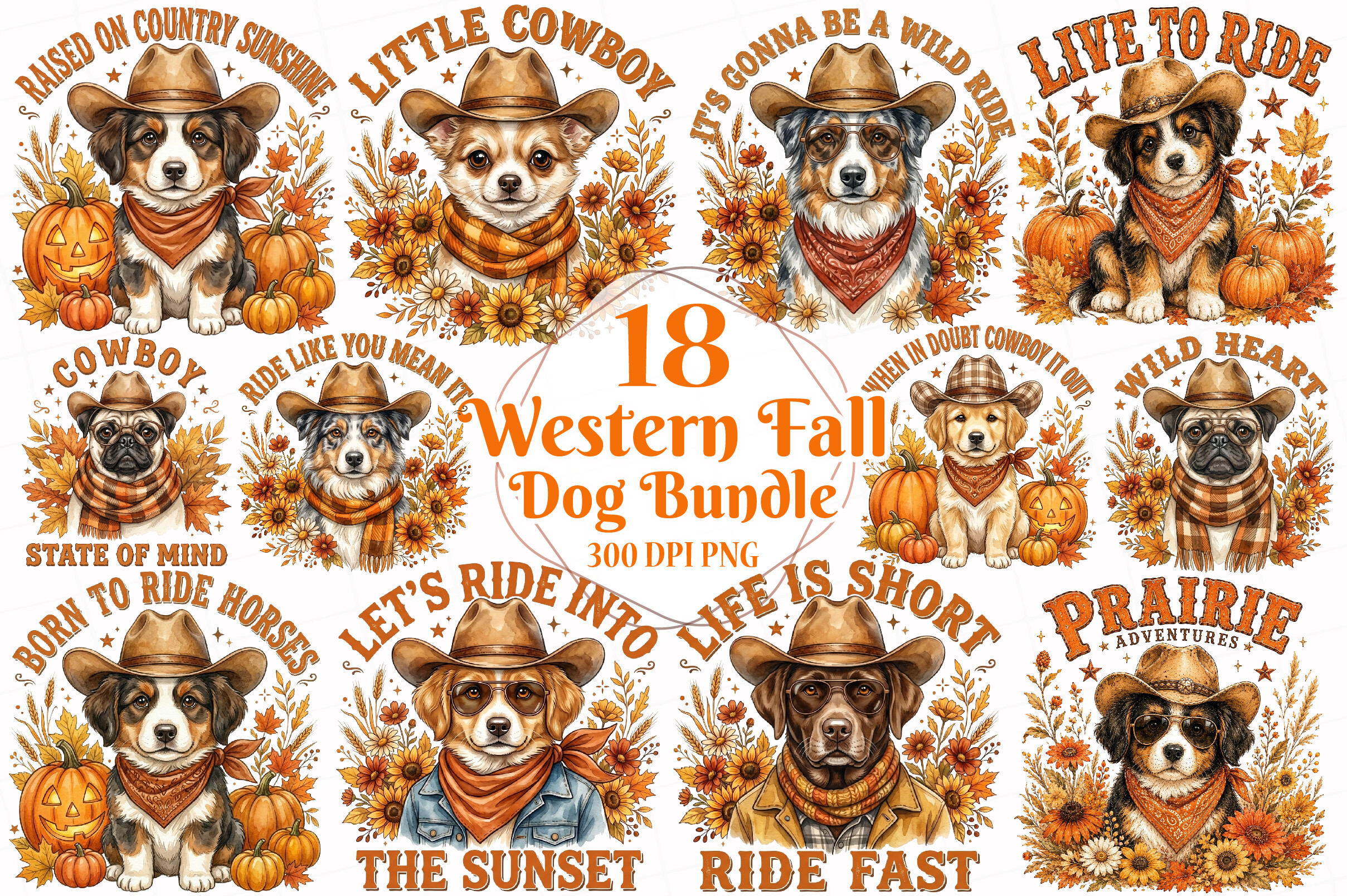 Western Fall Dog PNG Bundle Graphic by RevolutionCraft · Creative Fabrica