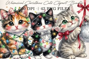 Whimsical Christmas Cats Clipart Bundle Graphic by Digital Artistic99 ...