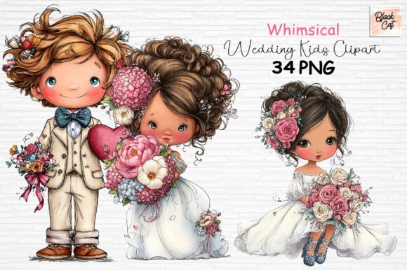 Whimsical Wedding Kids Clipart PNG Graphic by Black Cat · Creative Fabrica