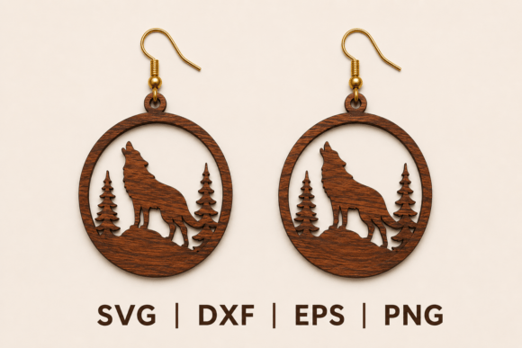 Wolf Howling Earrings SVG · Creative Fabrica