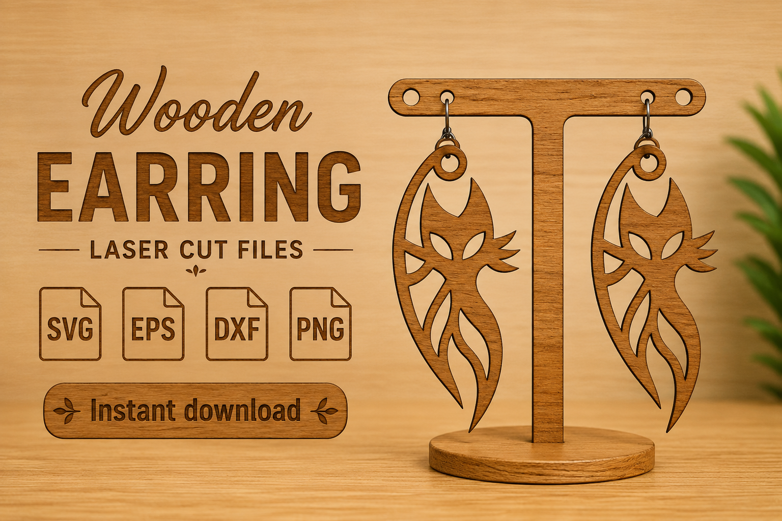 Wooden Cat Earring SVG,Laser Cut Files · Creative Fabrica