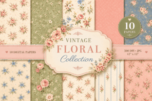 10 Shabby Chic Floral Digital Papers Graphic by AM design studio ...