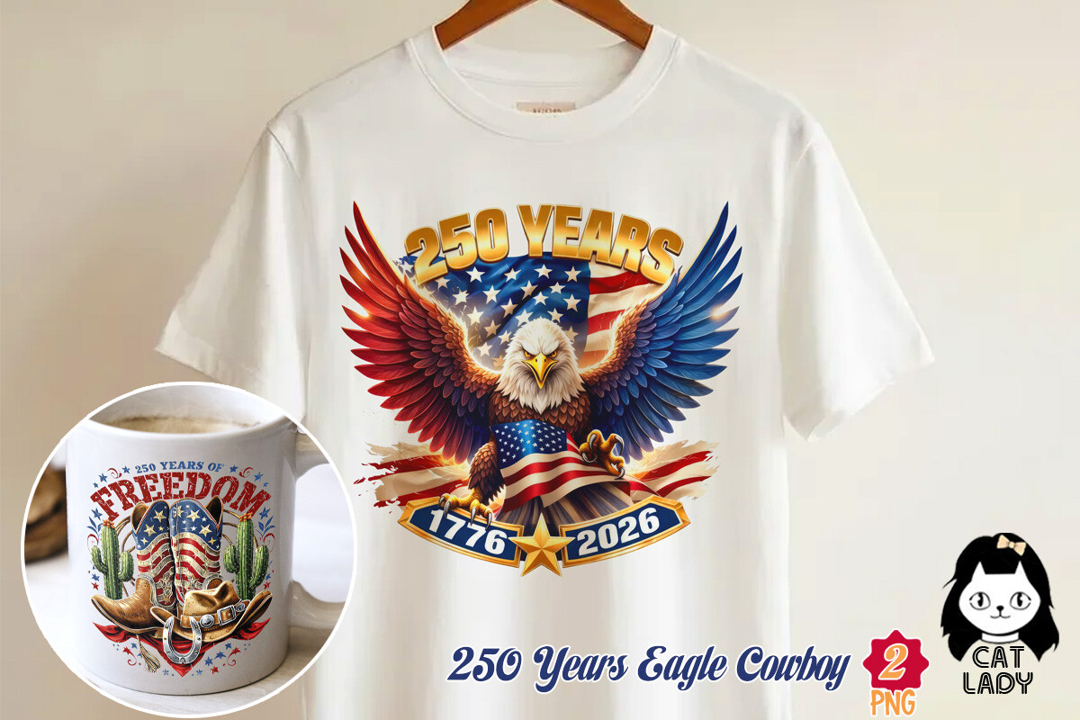 250 Years Eagle Cowboy Design 2 PNG Graphic by Cat Lady · Creative Fabrica