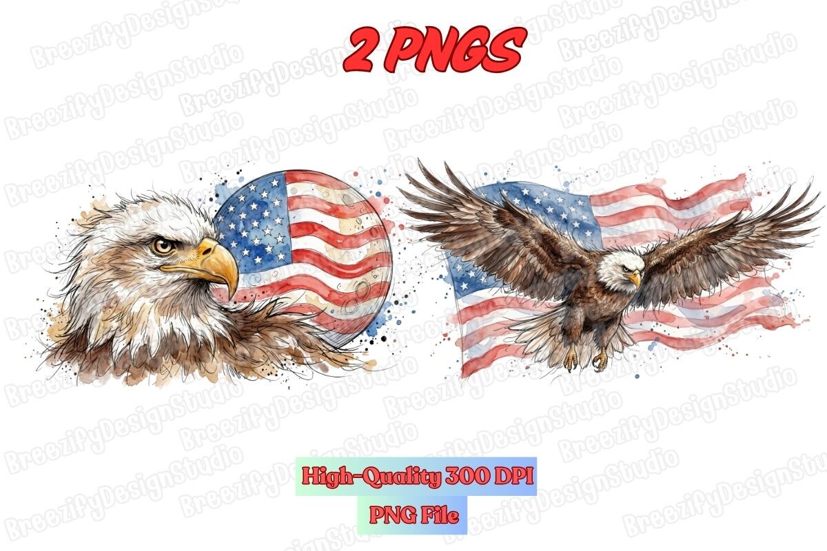 250 Years of Freedom Watercolor Eagle Graphic by BreezifyDesignStudio ...