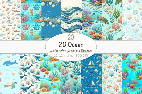 2D Ocean Seamless Patterns Graphic by Design Market · Creative Fabrica