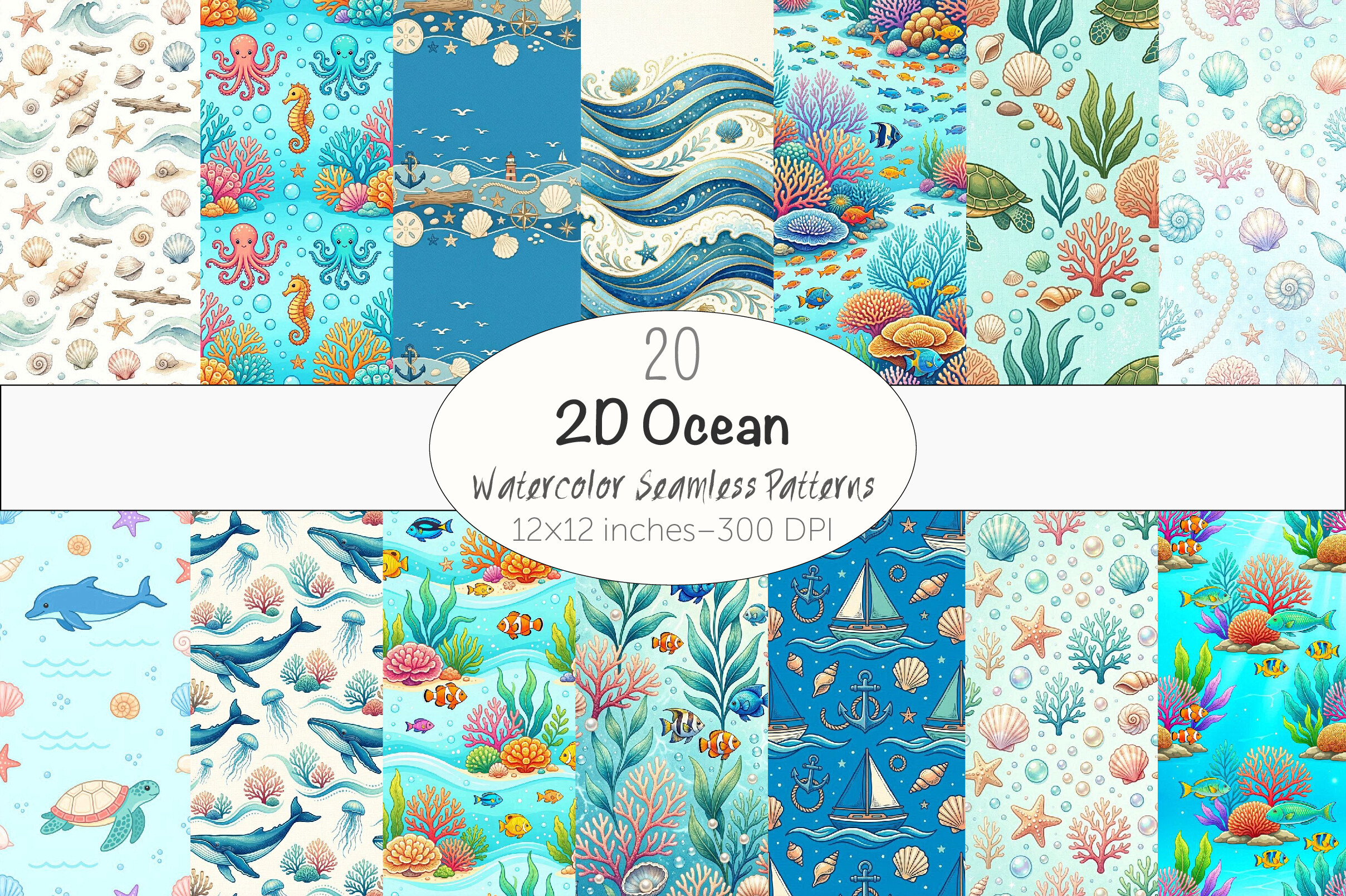 2D Ocean Seamless Patterns Graphic by Design Market · Creative Fabrica