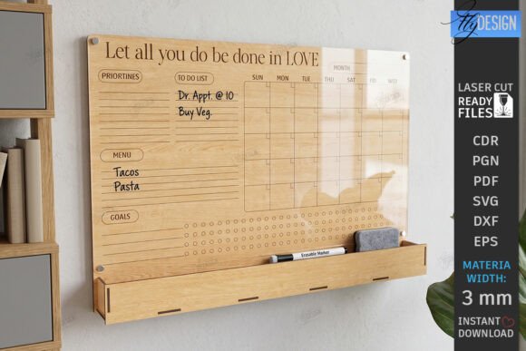 Acrylic Wall Planner Laser Cut |Calendar · Creative Fabrica