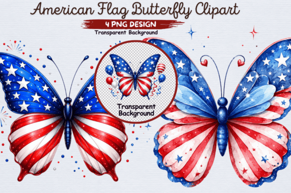 American Flag Butterfly Clipart PNG Graphic by Craftoria · Creative Fabrica