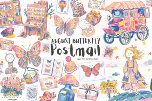 August Butterfly Postmail Clipart Graphic by Markicha Art · Creative ...