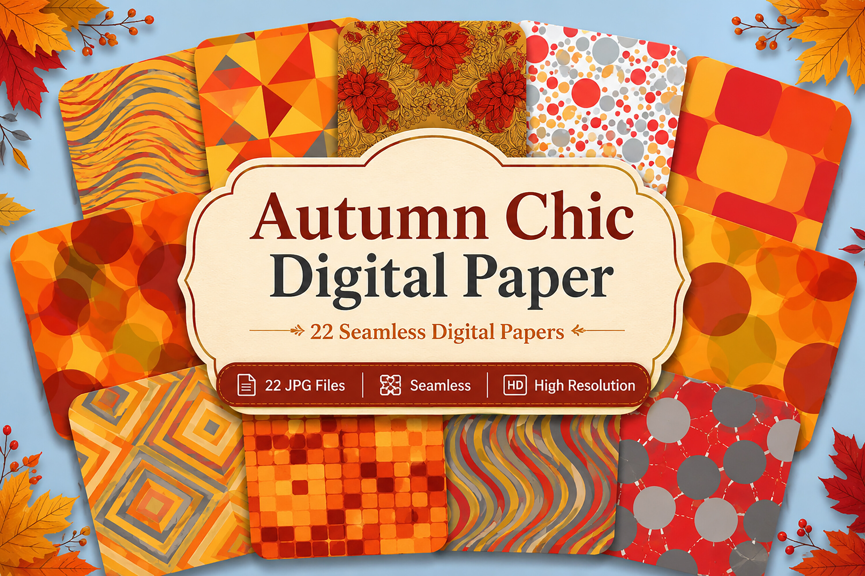 Autumn Chic Digital Paper Graphic by T.D. House · Creative Fabrica