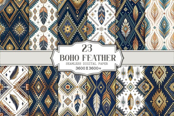 Boho Feather Seamless Pattern Graphic by Vectornest12 · Creative Fabrica