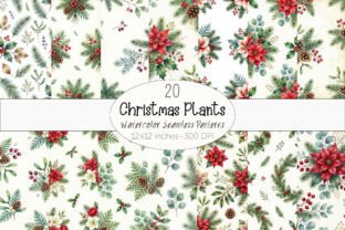 Christmas Plants Seamless Patterns Graphic by Design Market · Creative ...