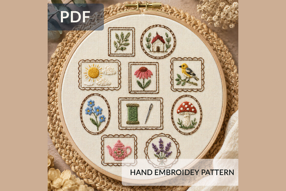 Cottagecore Embroidery Sampler Pattern Graphic by Olya.Creative ...