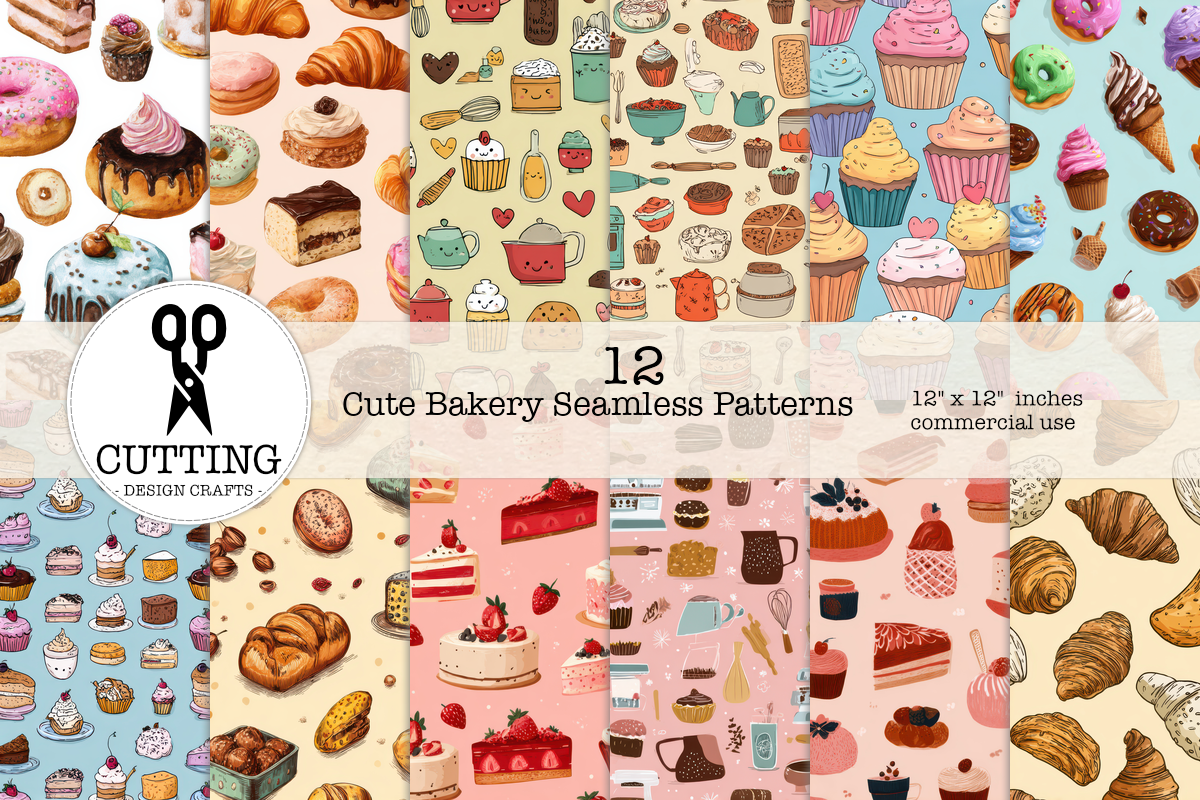 Cute Bakery Seamless Patterns Graphic by CUTTING DESIGNCrafts ...