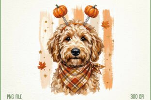 Cute Fall Goldendoodle Dog PNG Graphic by SoftInk Studio · Creative Fabrica