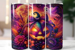 Cute Pumpkin Bow Halloween Tumbler Wrap Graphic by Begum Creation ...