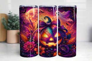 Cute Pumpkin Bow Halloween Tumbler Wrap Graphic by Begum Creation ...