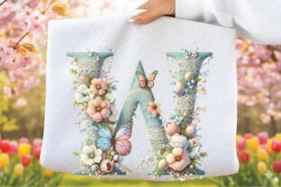Easter Shabby Chic Floral Letter W PNG Graphic by Sublimation Print ...