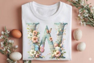 Easter Shabby Chic Floral Letter W PNG Graphic by Sublimation Print ...