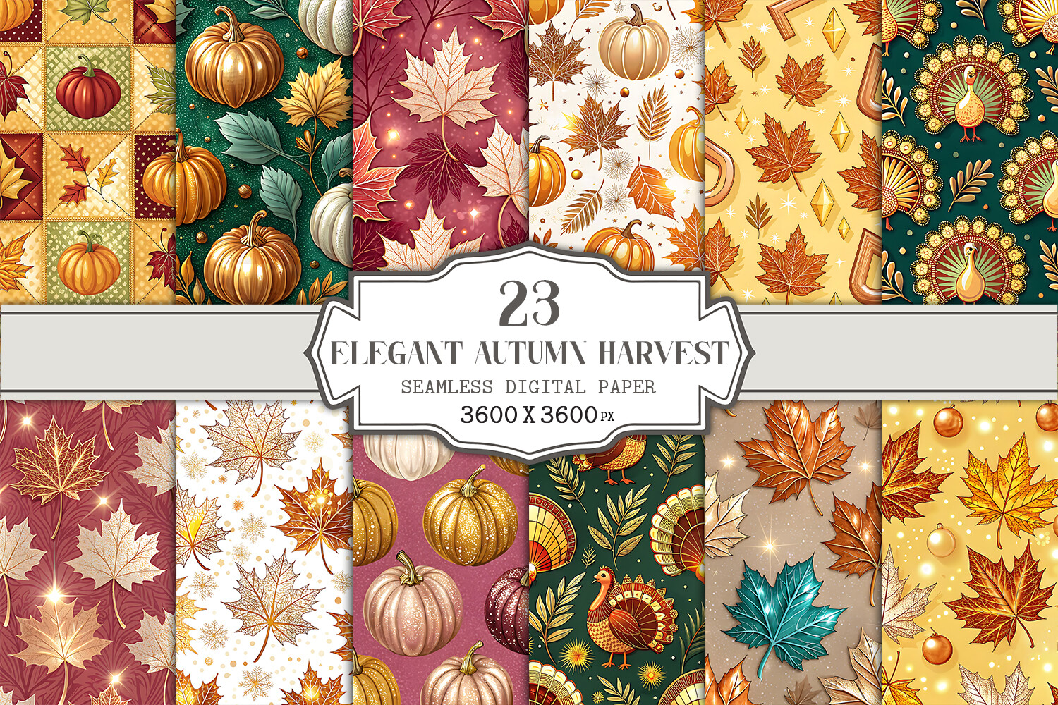 Elegant Autumn Harvest Seamless Pattern Graphic by Vectornest12 ...