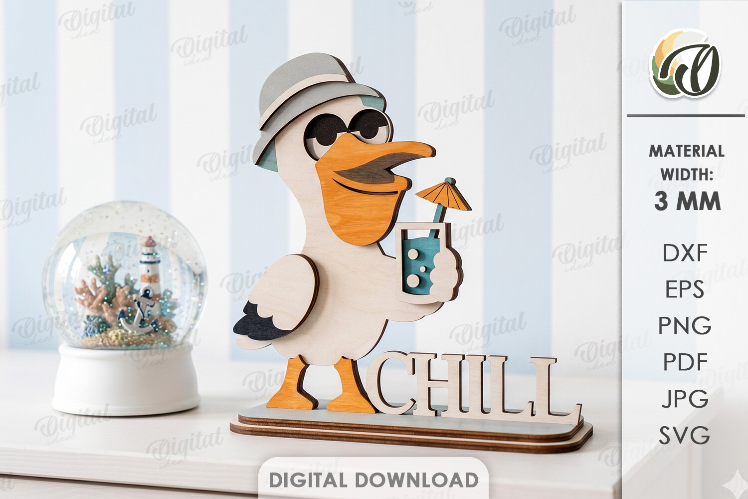 Funny Summer Animal Stand Laser Cut · Creative Fabrica