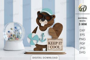 Funny Summer Animal Stand Laser Cut · Creative Fabrica