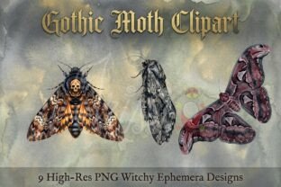 Goth Velveteen Moths Watercolour Clipart Graphic by imperfectirissio ...
