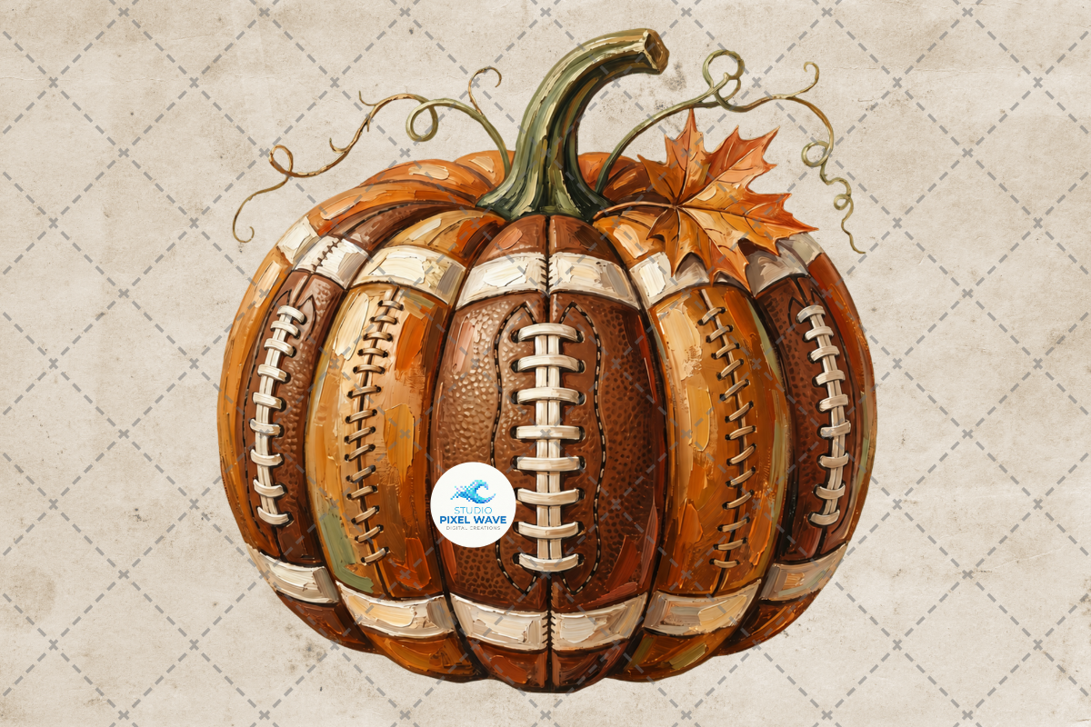 Hand Painted Football Pumpkin Png Graphic by studiopixelwave · Creative ...