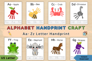 Kids a-Z Handprint Alphabet Tracing Graphic by SpreadsheetsHub ...