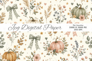 Pastel Pumpkin Bow Pattern Digital Paper Graphic by Craftcity ...