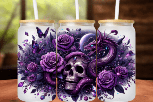 Purple Skull 16oz Tumbler Wrap PNG Graphic by shimuakter0786 · Creative ...