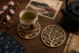 Sakura Cherry Blossom Coaster, SVG · Creative Fabrica