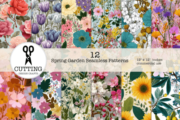 Spring Garden Seamless Patterns Graphic by CUTTING DESIGNCrafts ...