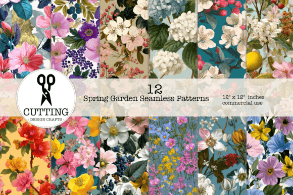 Spring Garden Seamless Patterns Graphic by CUTTING DESIGNCrafts ...